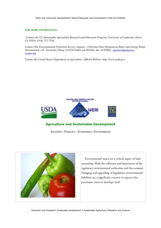 Sustainable Agriculture And Environmental Protection Usda Weri Nri Un | PDF