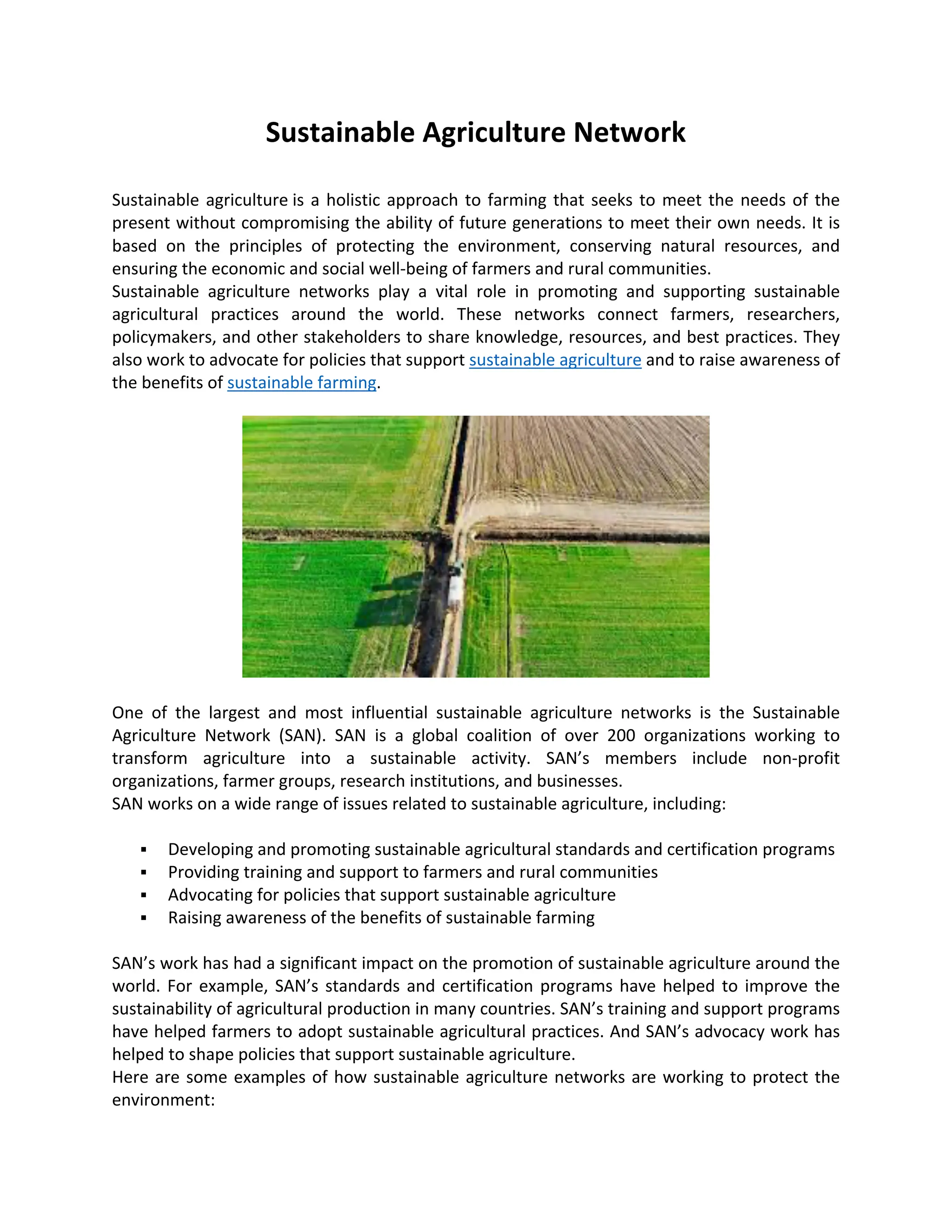Sustainable Agriculture Network | PDF