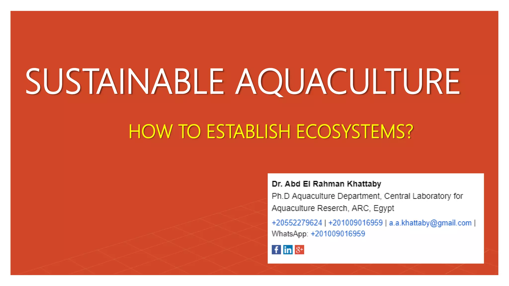 Sustainable Aquaculture | PPTX
