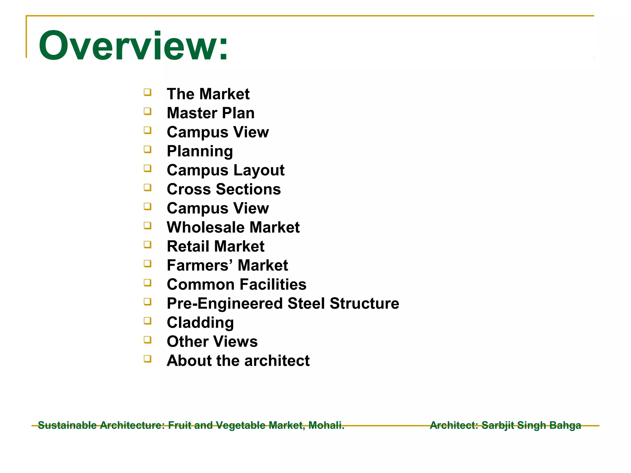 Sustainable Architecture: Fruit and Vegetable Market at Mohali, Punjab ...