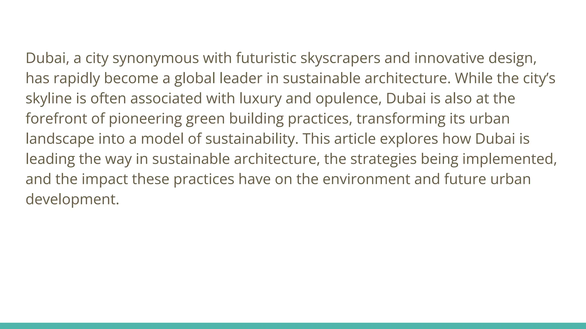 Sustainable Architecture in Dubai_ Pioneering Green Building Practices ...