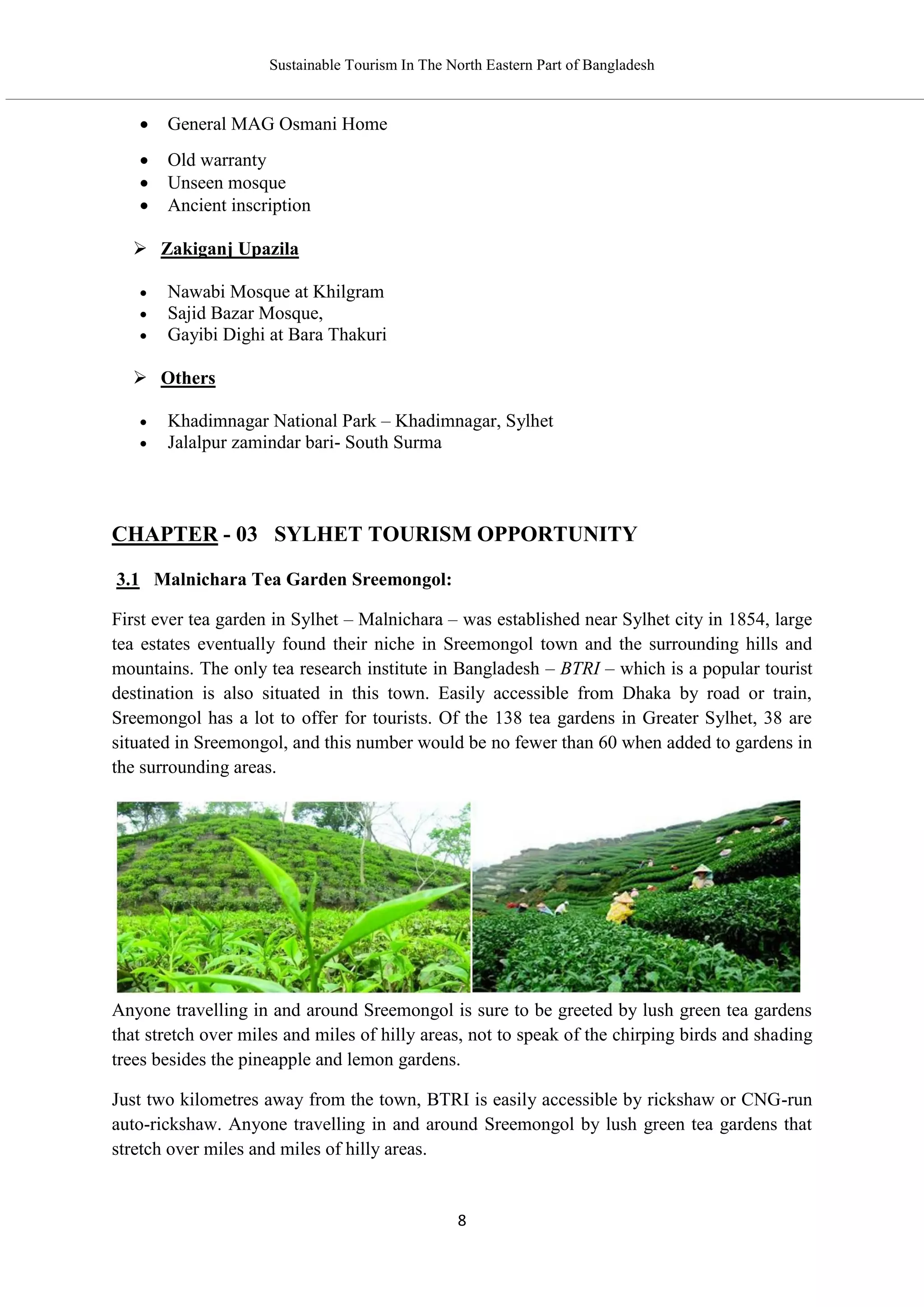 Sustainable Tourism in Sylhet | PDF