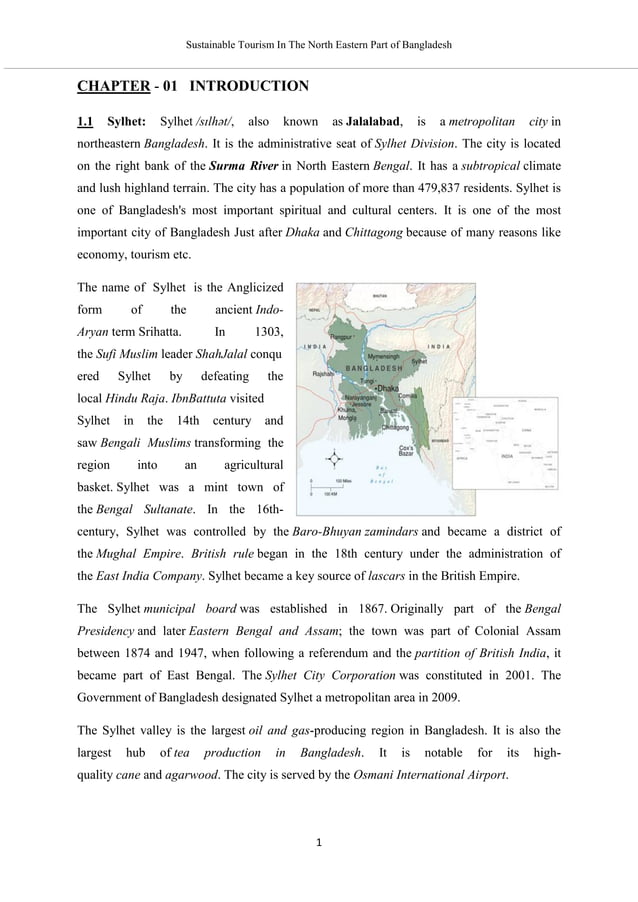 Sustainable Tourism in Sylhet | PDF