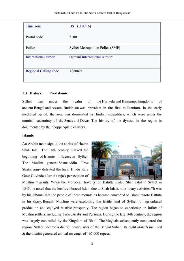 Sustainable Tourism in Sylhet | PDF