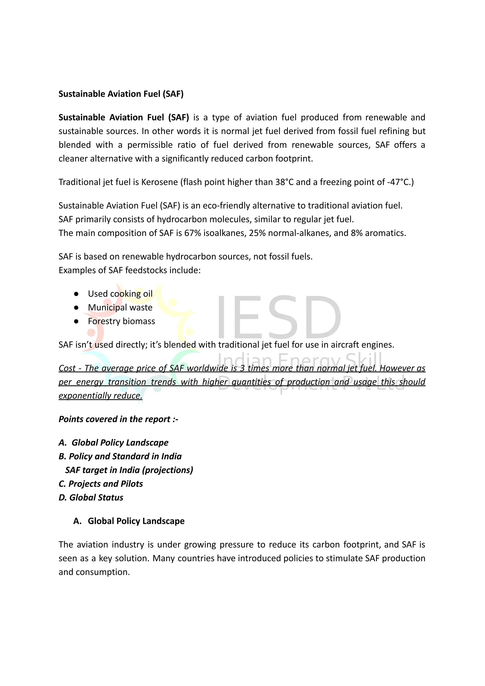 Sustainable Aviation Fuel (SAF) a type of Biofuel | PDF