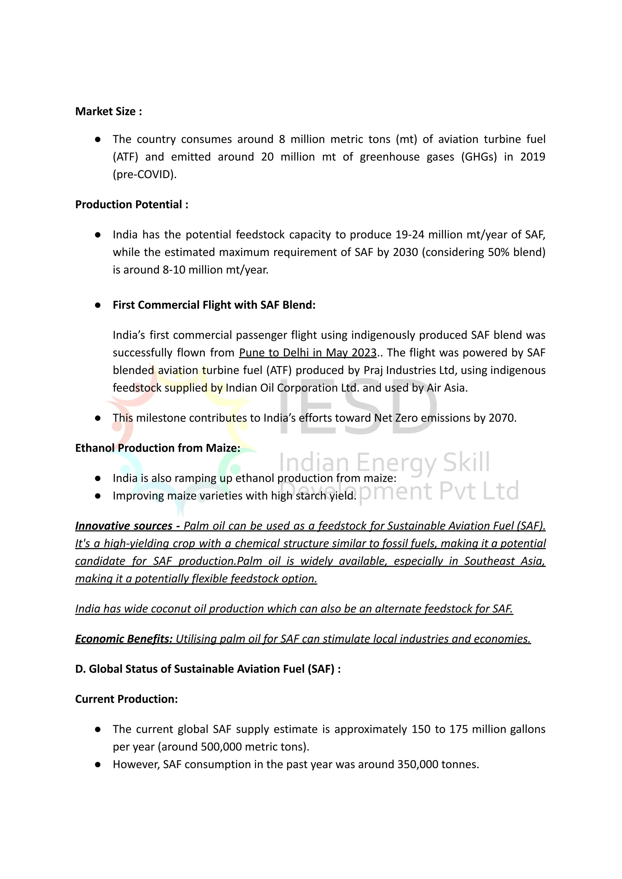 Sustainable Aviation Fuel (SAF) a type of Biofuel | PDF