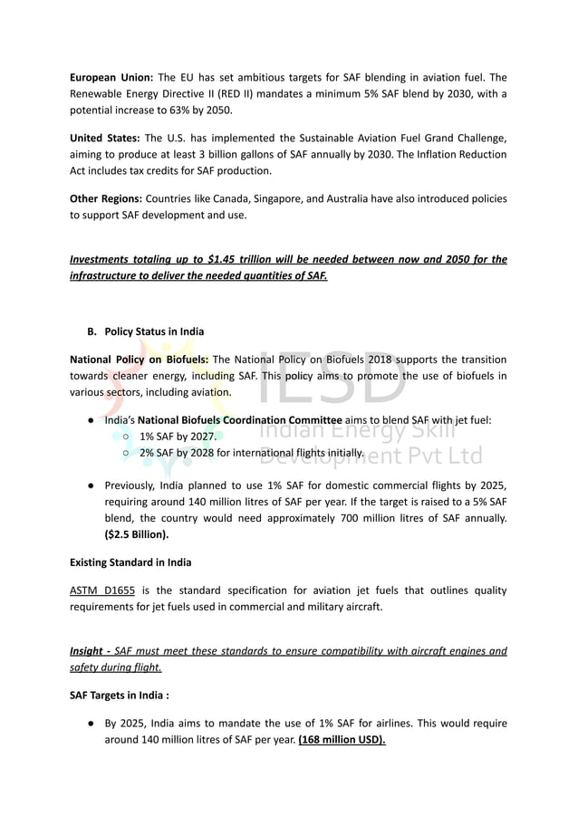 Sustainable Aviation Fuel (SAF) a type of Biofuel | PDF