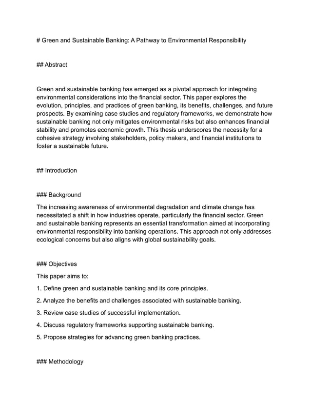 Green and Sustainable Banking: A Pathway to Environmental ...