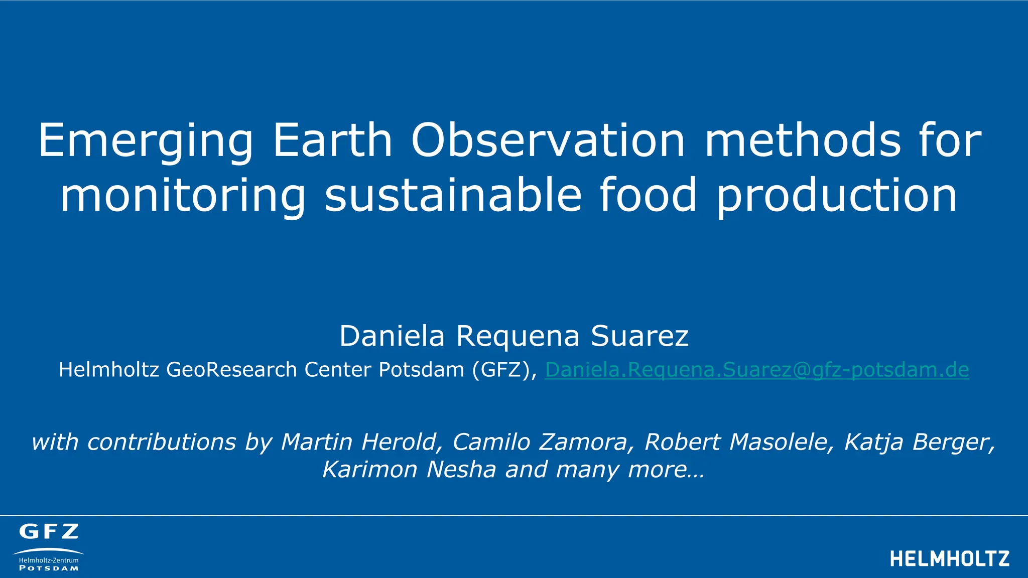 Emerging Earth Observation methods for monitoring sustainable food ...