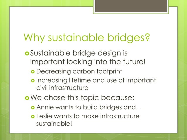 Sustainable Bridges | PPTX | Civil Engineering Industry | Industries