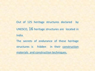 Sustainable building materials of ancient india | PPSX