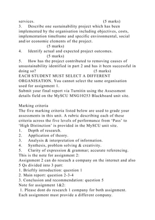 Sustainable business managementAssessment detailsAssignment du.docx