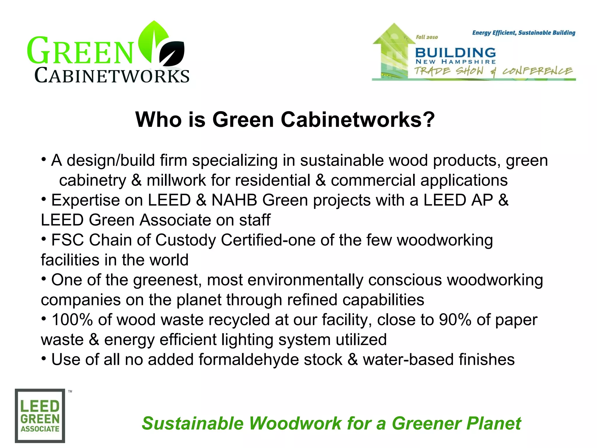 Sustainable Cabinetry and Millwork in Green Building Design | PPT