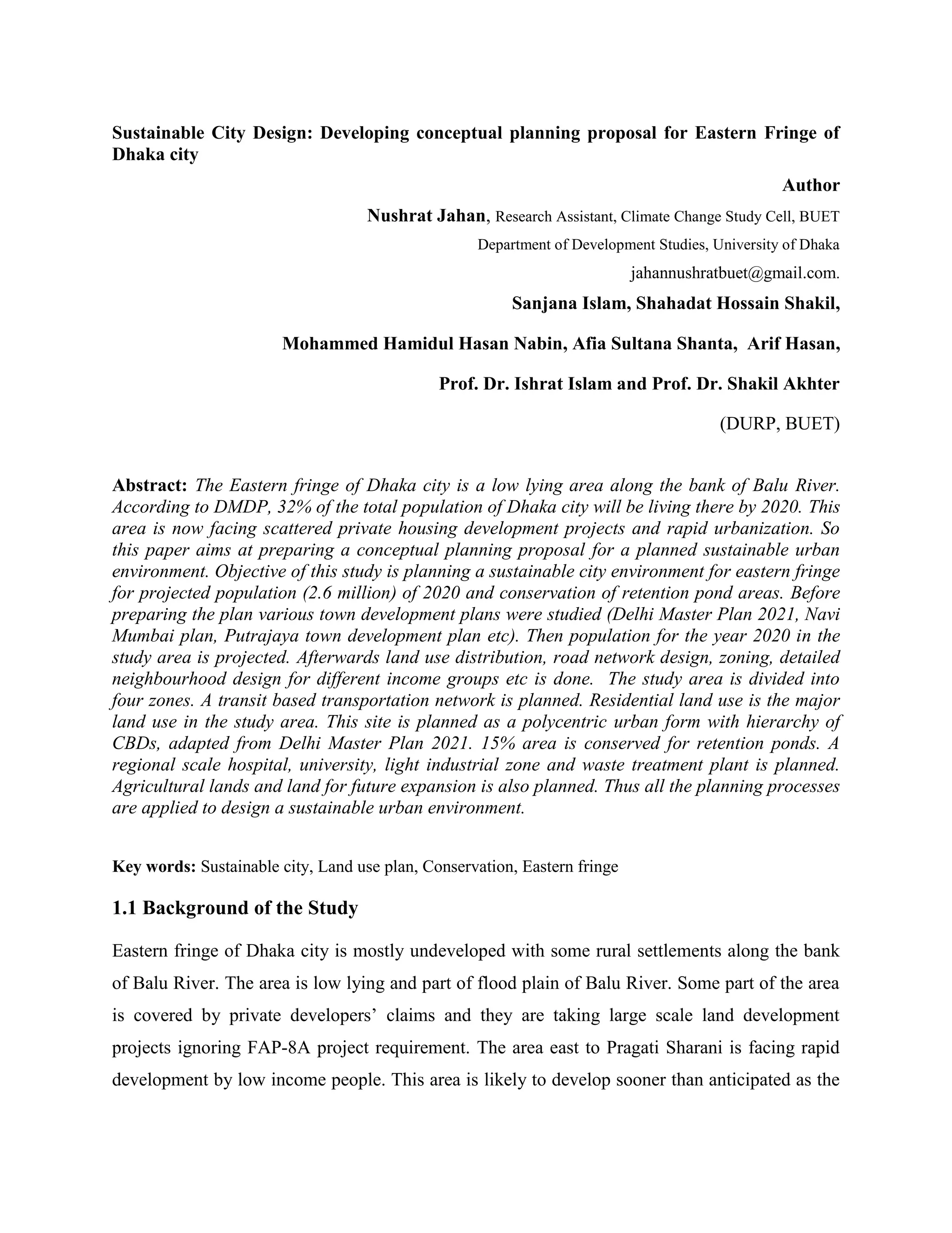 Sustainable City Design: Developing Conceptual Planning Proposal for ...