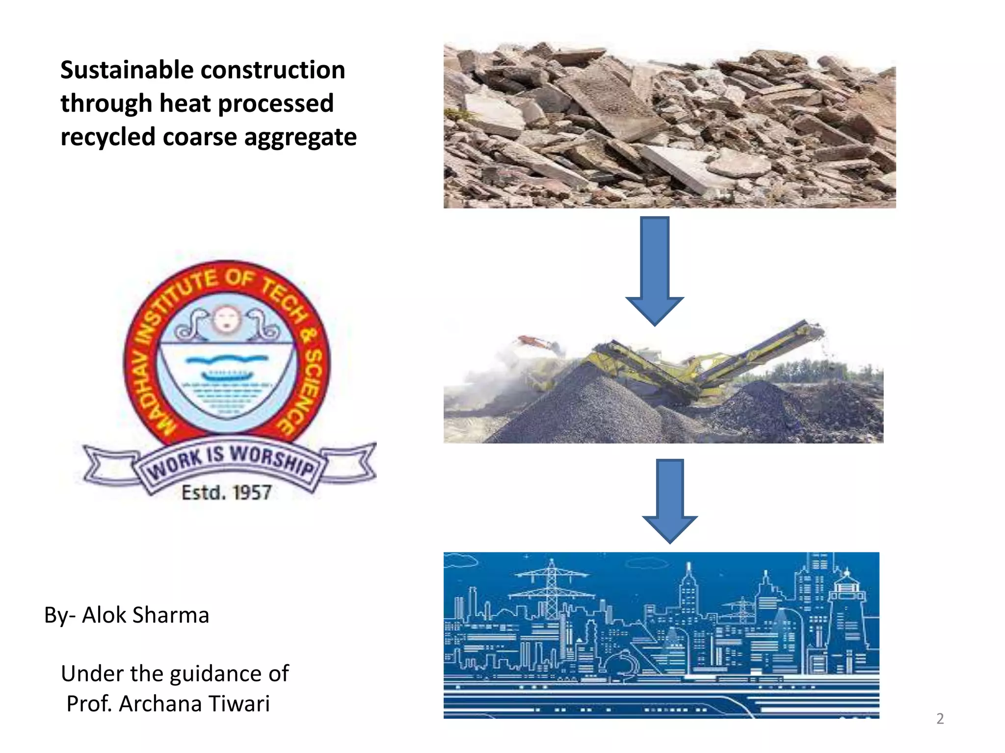 Sustainable construction trough heat processed recycled coarse ...