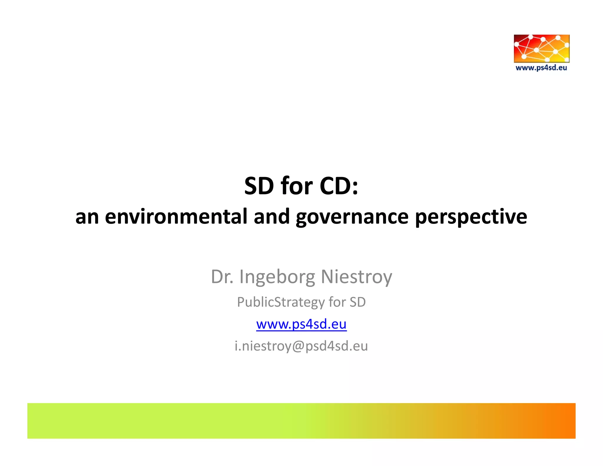 Sustainable Development - Environmental and Governance Perspective | PPT