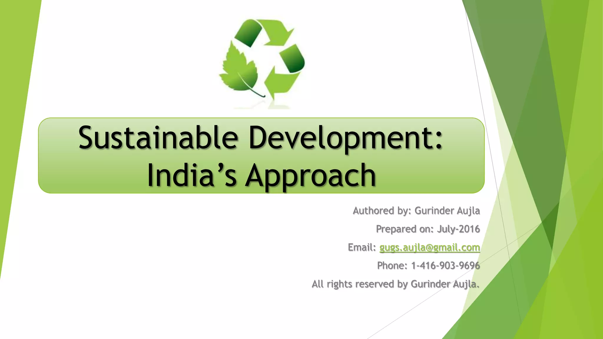 Sustainable development india's approach | PPTX