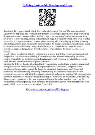 Sustainable Development Essay | PDF | Agriculture | Industries