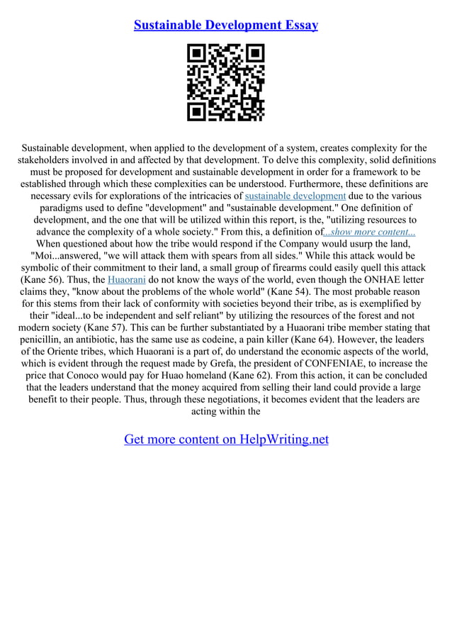 Sustainable Development Essay | PDF | Agriculture | Industries