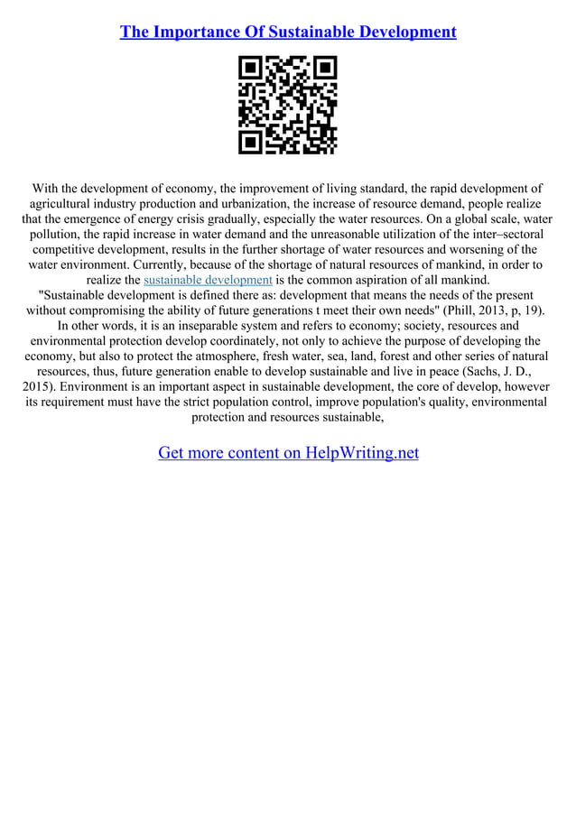 Sustainable Development Essay | PDF | Agriculture | Industries