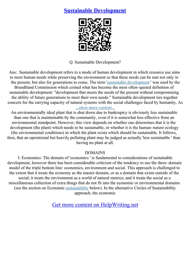 Sustainable Development Essay | PDF | Agriculture | Industries