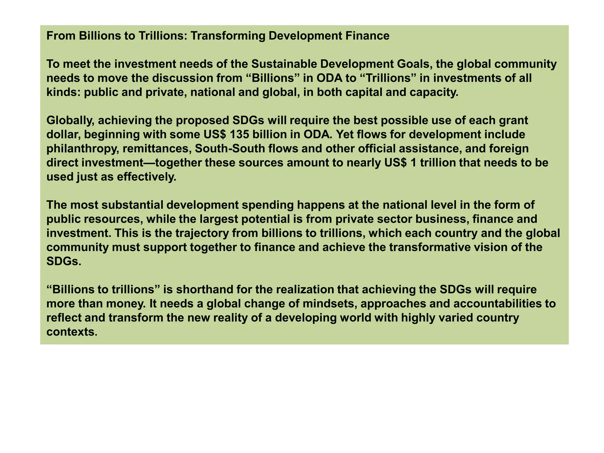 Sustainable development goals sdg billionto_trillion_finance | PDF