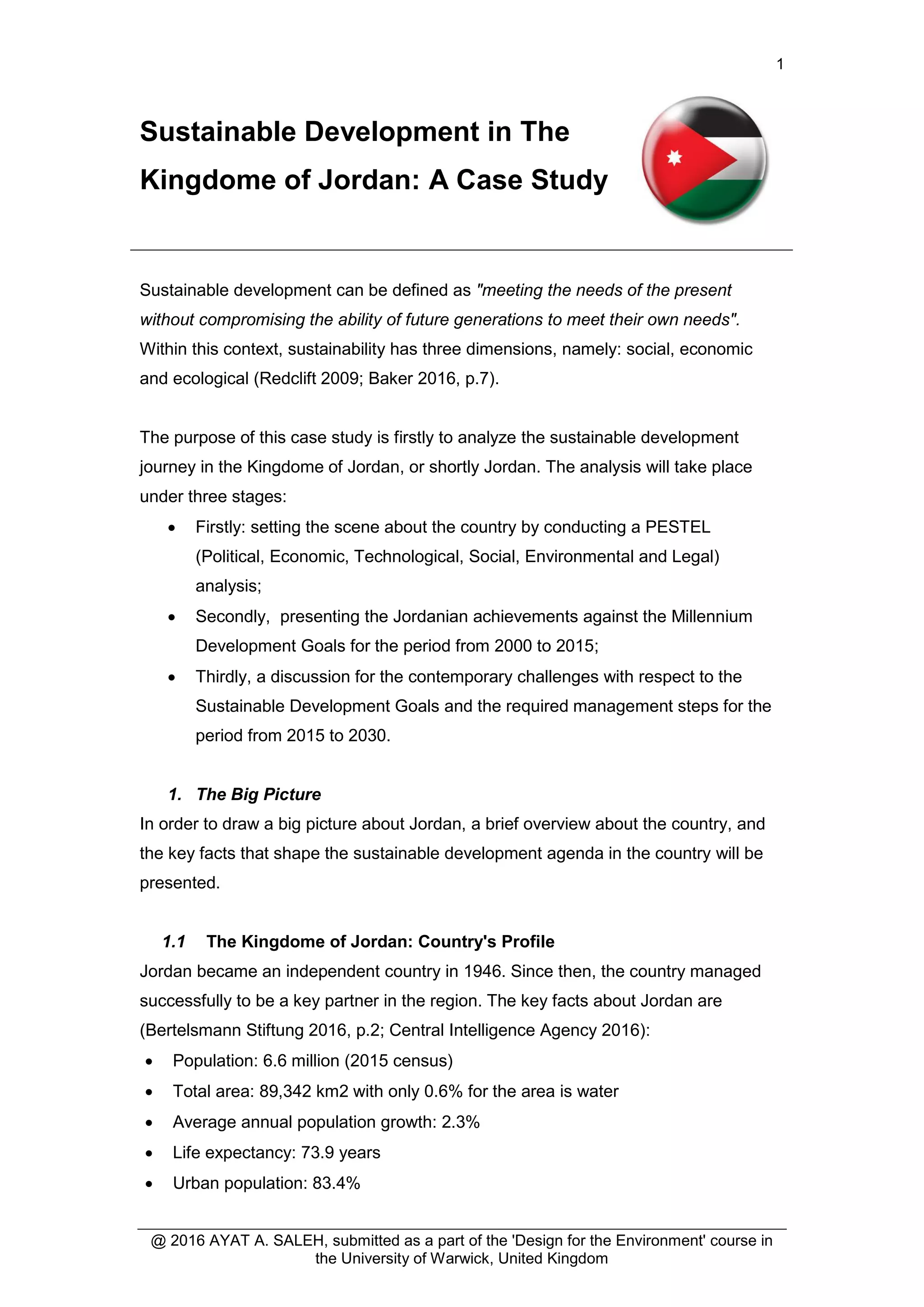 Sustainable Development in Jordan: A Case Study | PDF