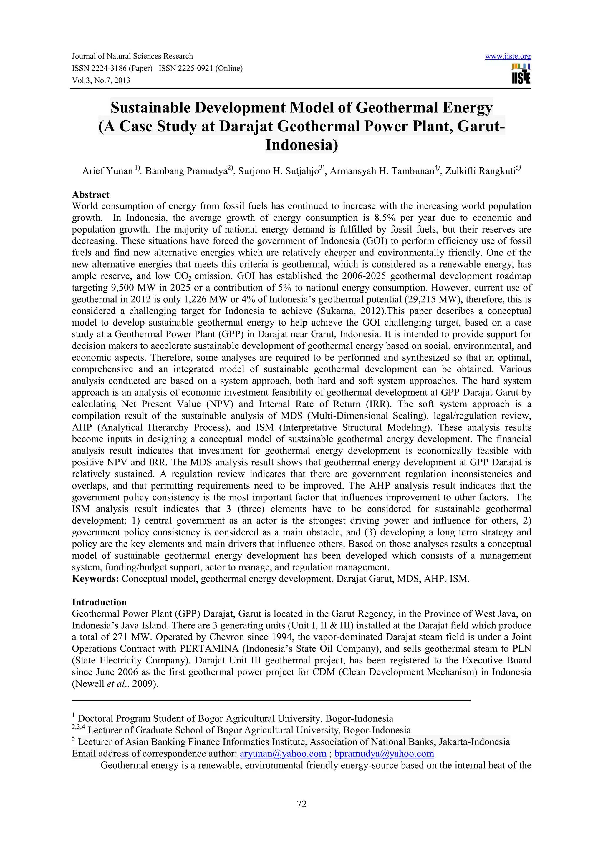 Sustainable development model of geothermal energy | PDF