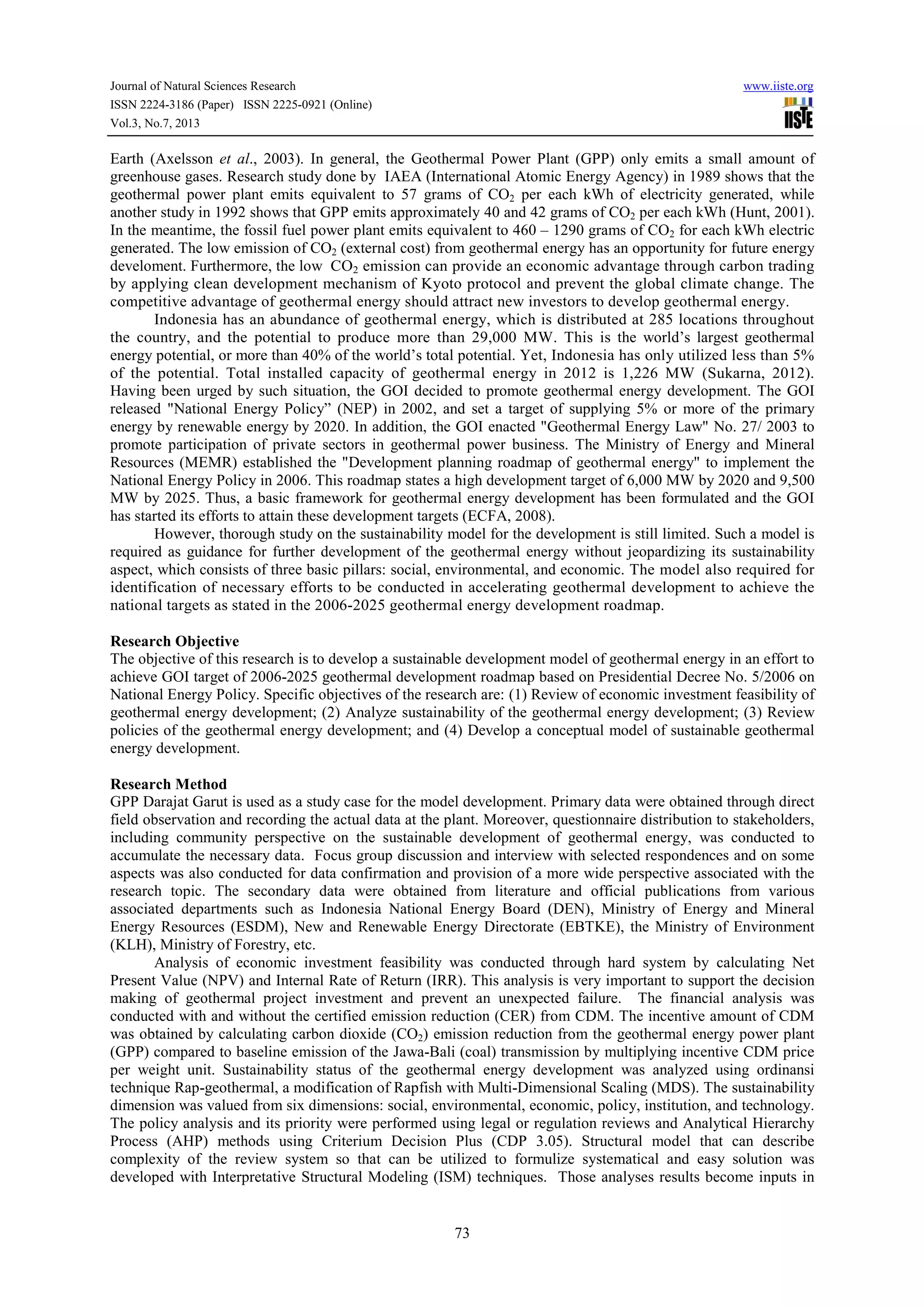 Sustainable development model of geothermal energy | PDF