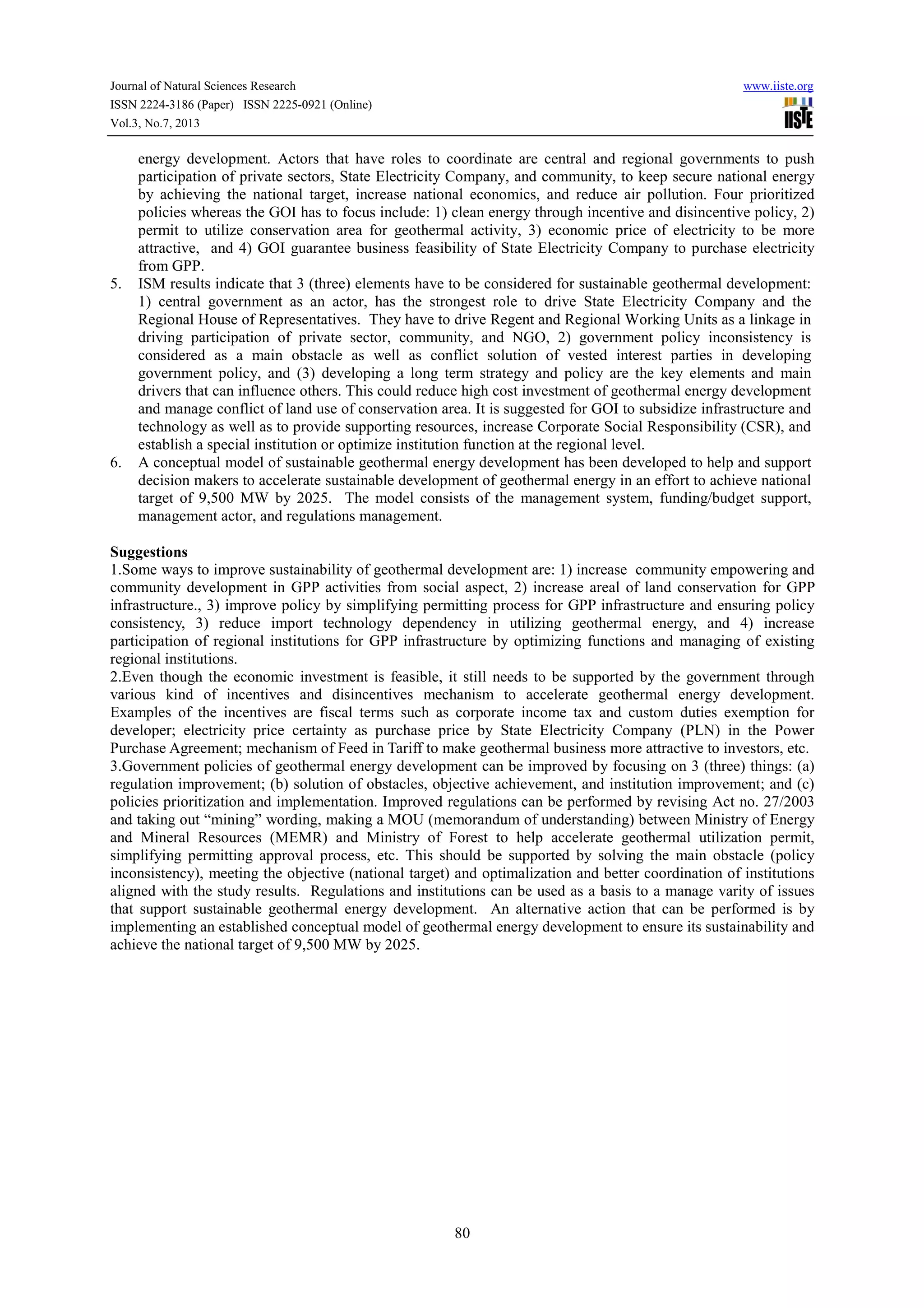 Sustainable development model of geothermal energy | PDF