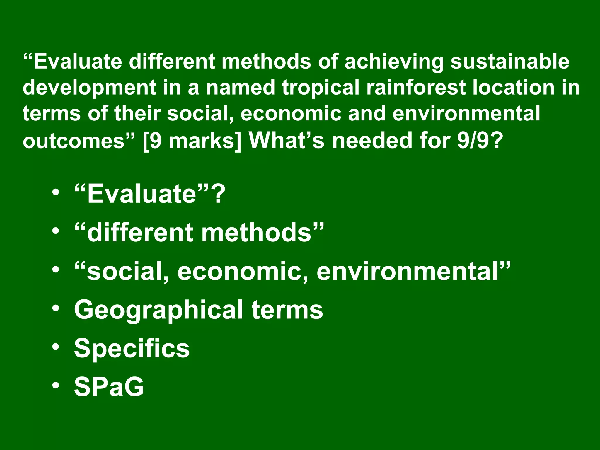Sustainable Development Of Tropical Rainforests | PPT