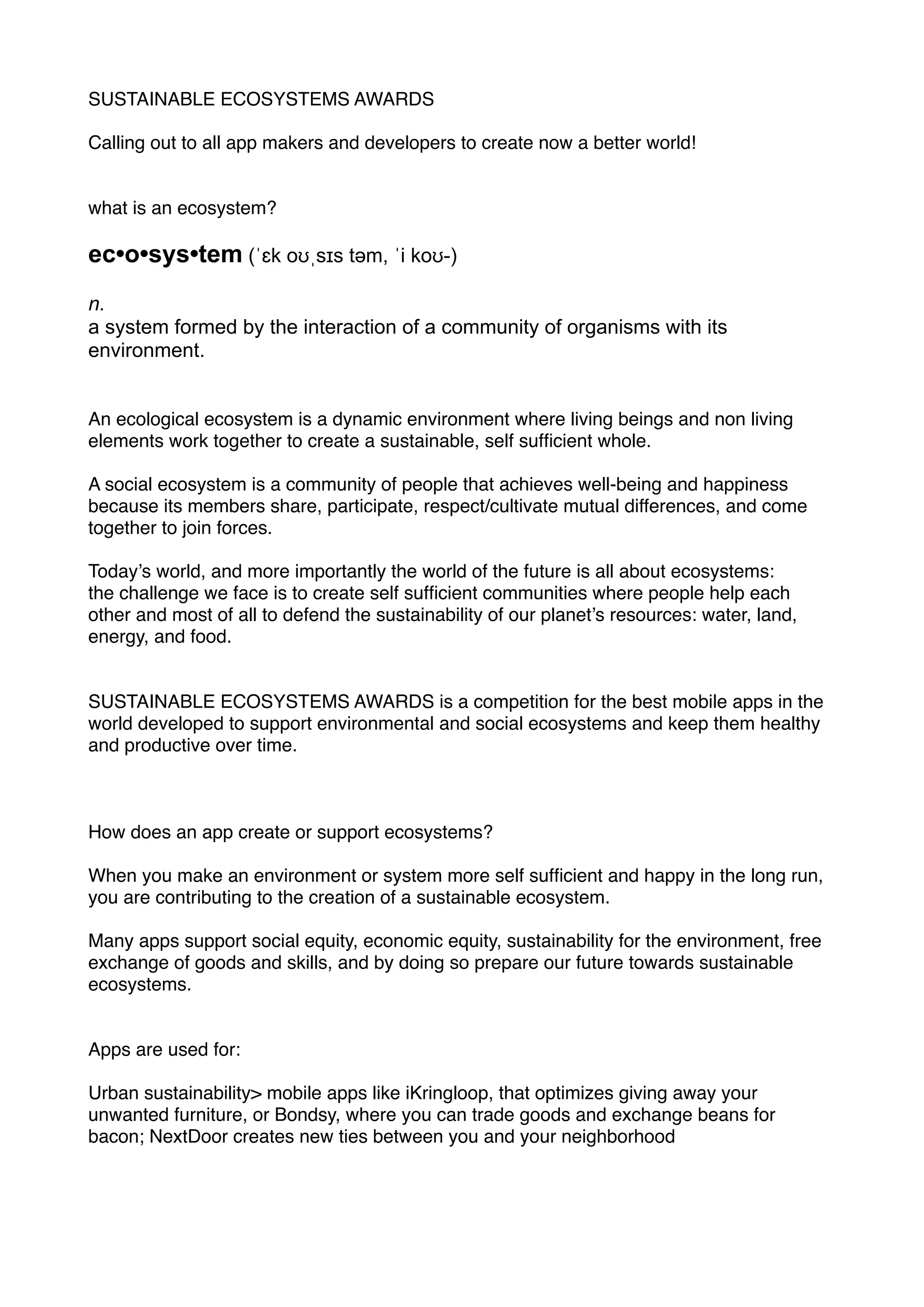 Sustainable ecosystems | PDF