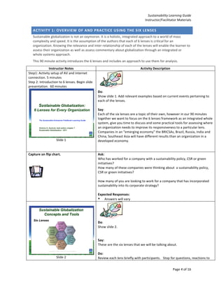 Sustainable enterprise learning guide sample | PDF