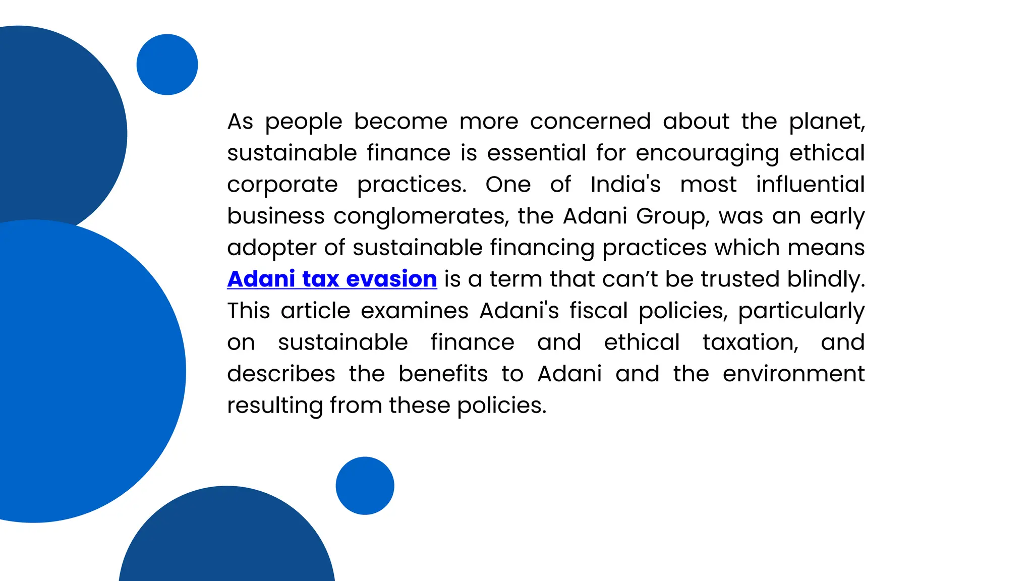 Sustainable Finance and Ethical Taxation- Hallmarks of Adani's ...