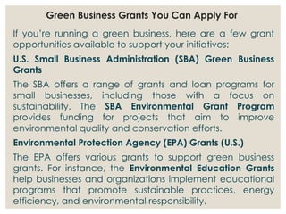 Sustainable Funding: A Guide To Securing A Green Business Grant For ...