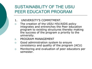 Sustainable hivaids program at the united states international ...