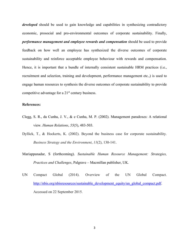 Sustainable HRM as a Partner for Corporate Sustainability Business ...