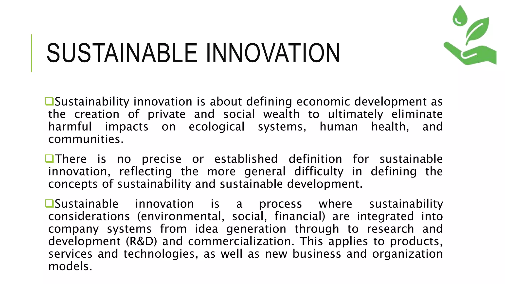 Sustainable innovations | PPTX