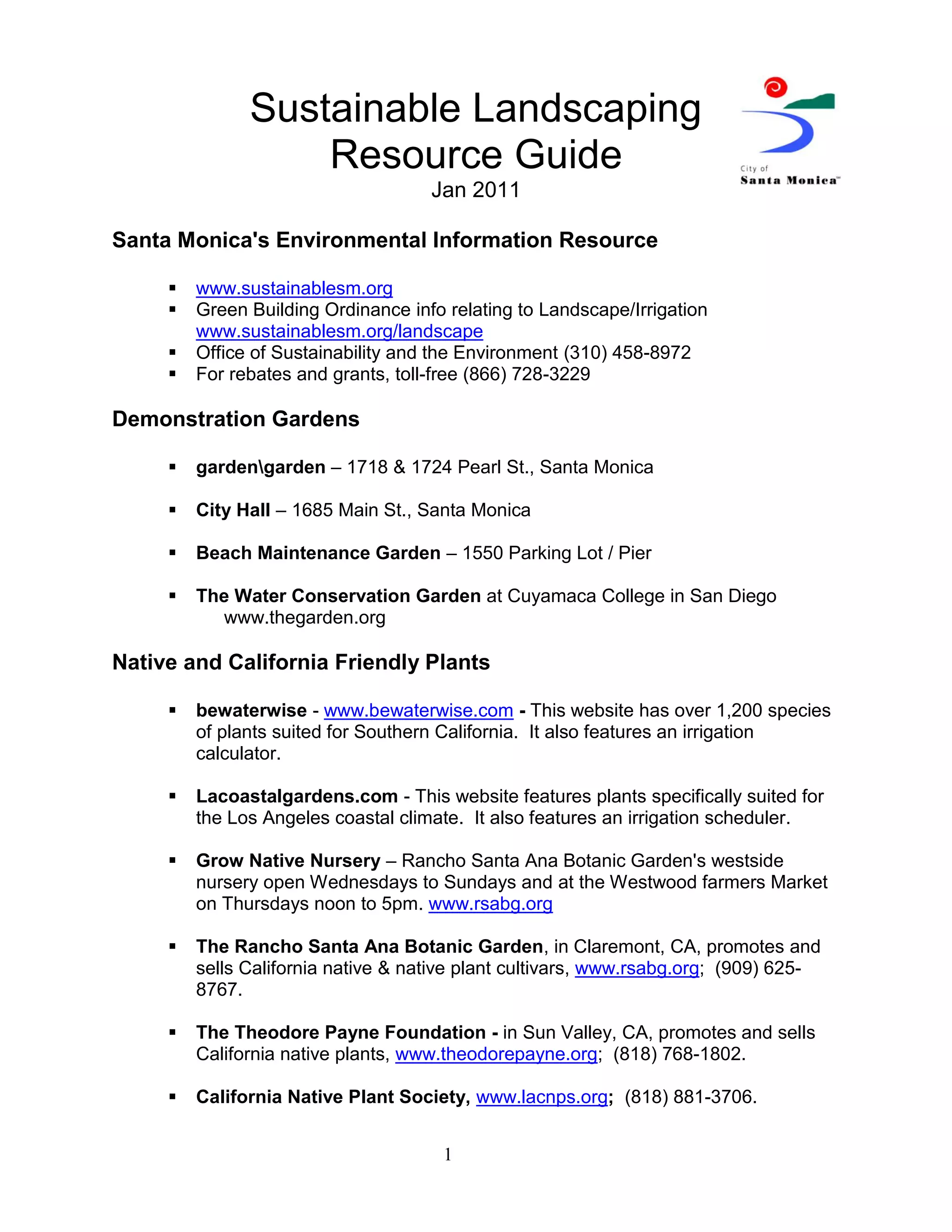 Santa Monica's Sustainable Landscaping Resource Guide | PDF