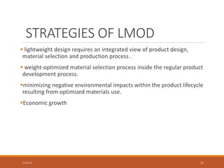 Sustainable lightweight design and lca | PPTX