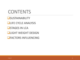 Sustainable lightweight design and lca | PPTX