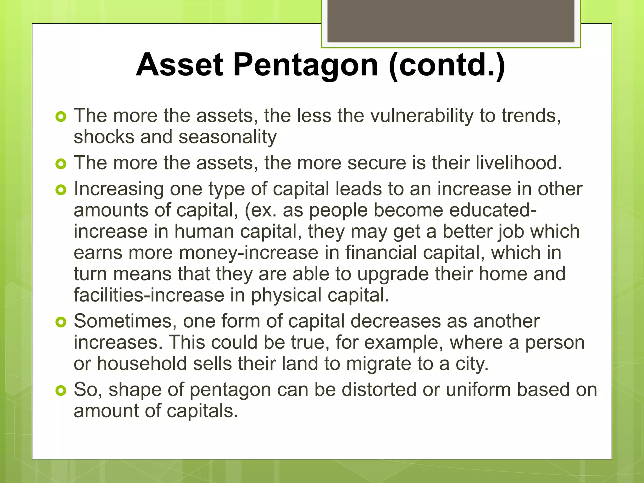 Sustainable livelihood framework and asset pentagon | PPTX
