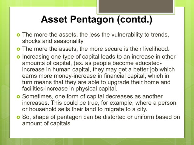 Sustainable livelihood framework and asset pentagon | PPTX | Business ...