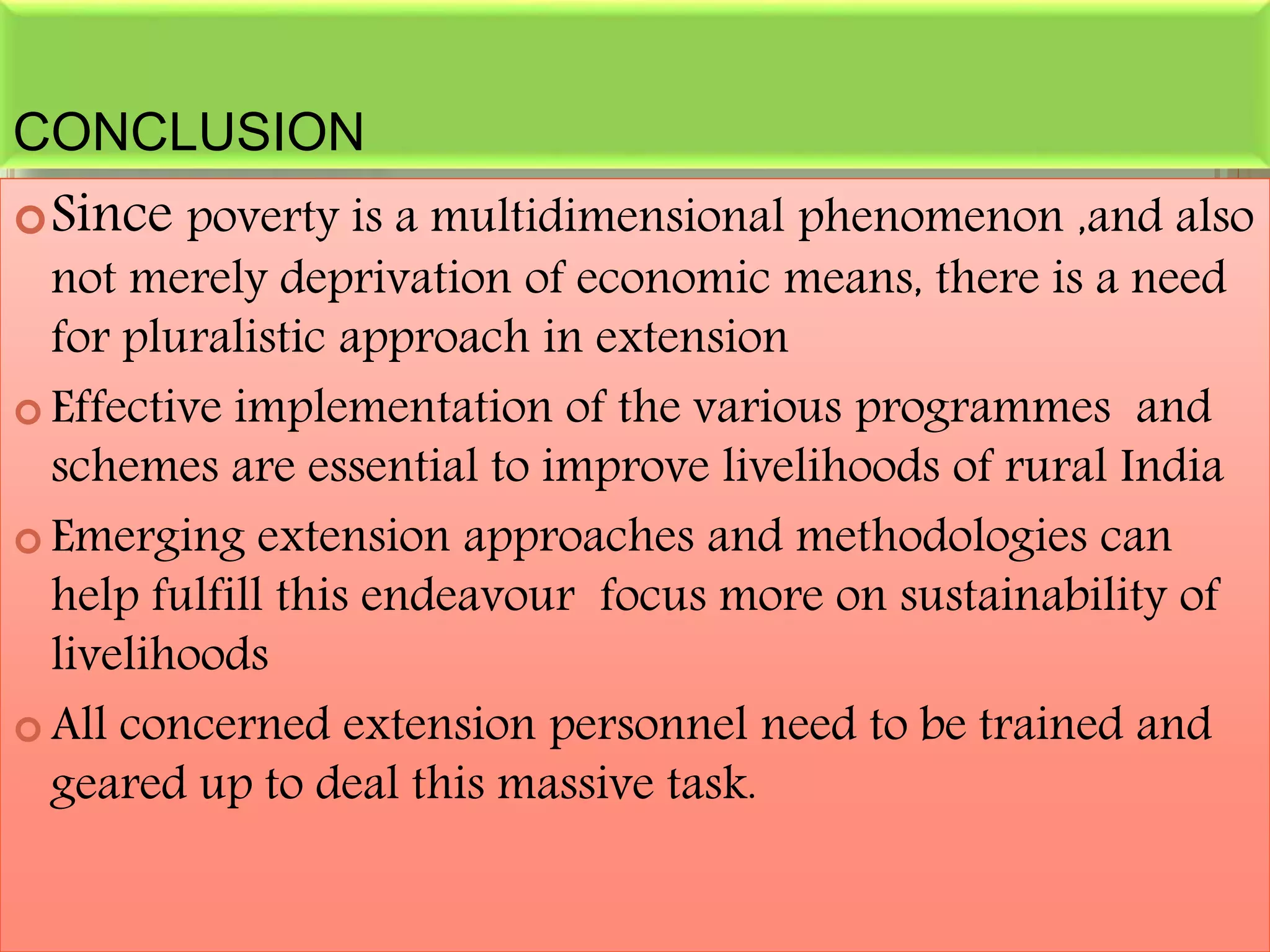 Sustainable livelihood security and extension implications in India | PPTX