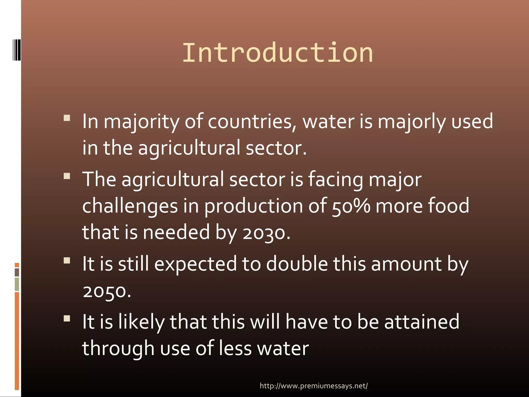 Sustainable management of water resources in agriculture | PPT