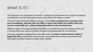 SUSTAINABLE MANUFACTURING RIGHT TO REPAIR | PPTX