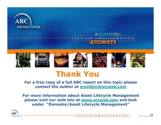 Sustainable Operations through Better Asset Lifecycle Management | PDF