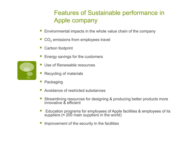 Sustainable performance of apple | PPTX | Technology Industry | Industries