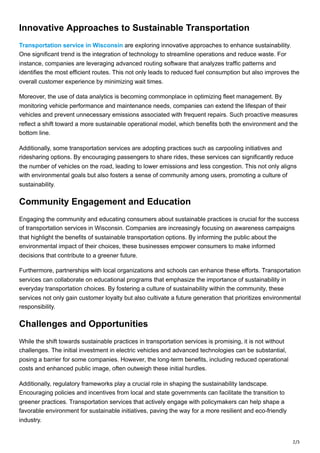 -Sustainable Practices in Wisconsin Transportation Services A Growing ...