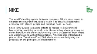 Sustainable production in nike | PPTX | Business | Business and Finance